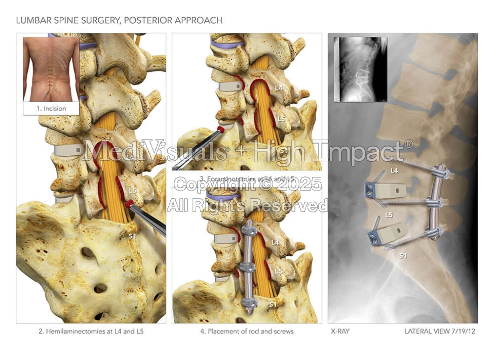 Lumbar Spine Surgery - Trial Graphics | MediVisuals + High Impact