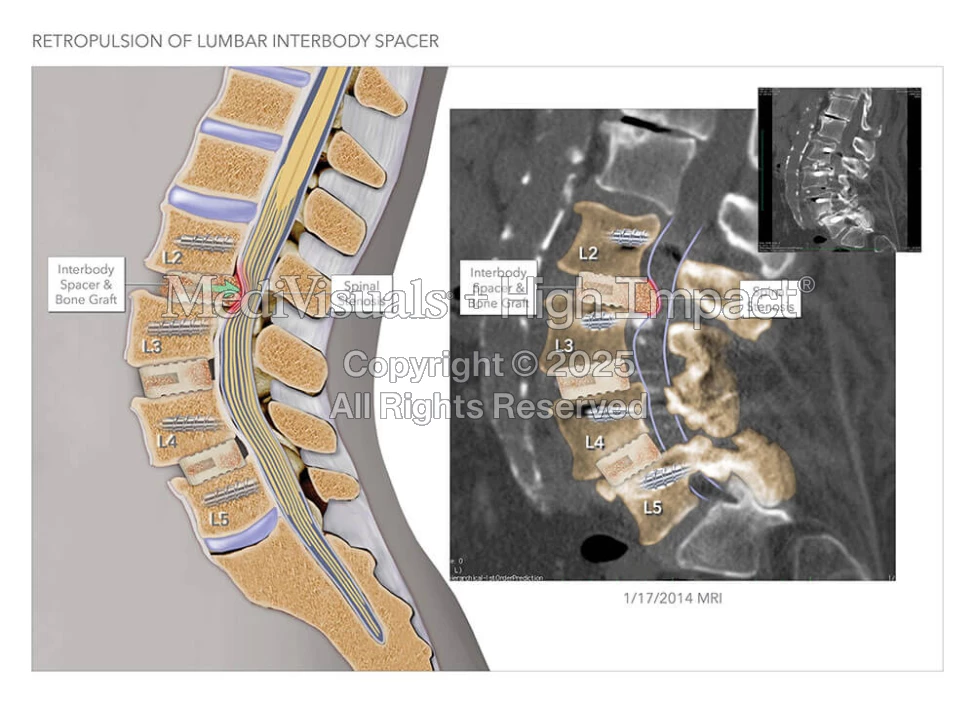 Retropulsion of Lumbar Interbody Spacer | MediVisuals + High Impact