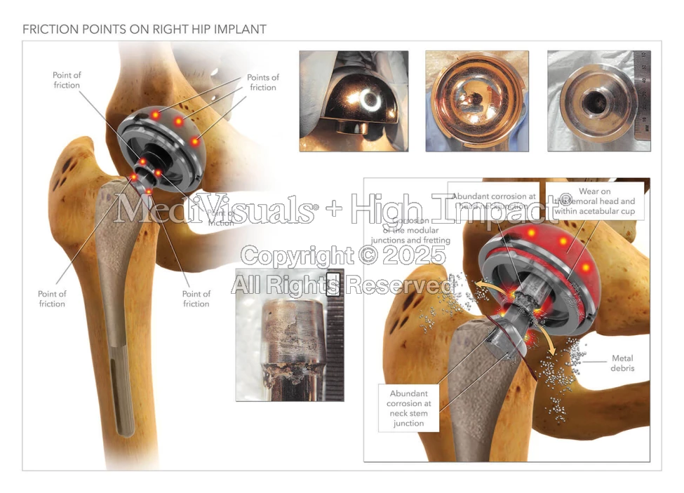 Friction Points on Right Hip Implant | MediVisuals + High Impact