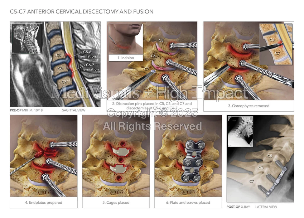 C5-7 Anterior Cervical Discectomy and Fusion | MediVisuals + High Impact
